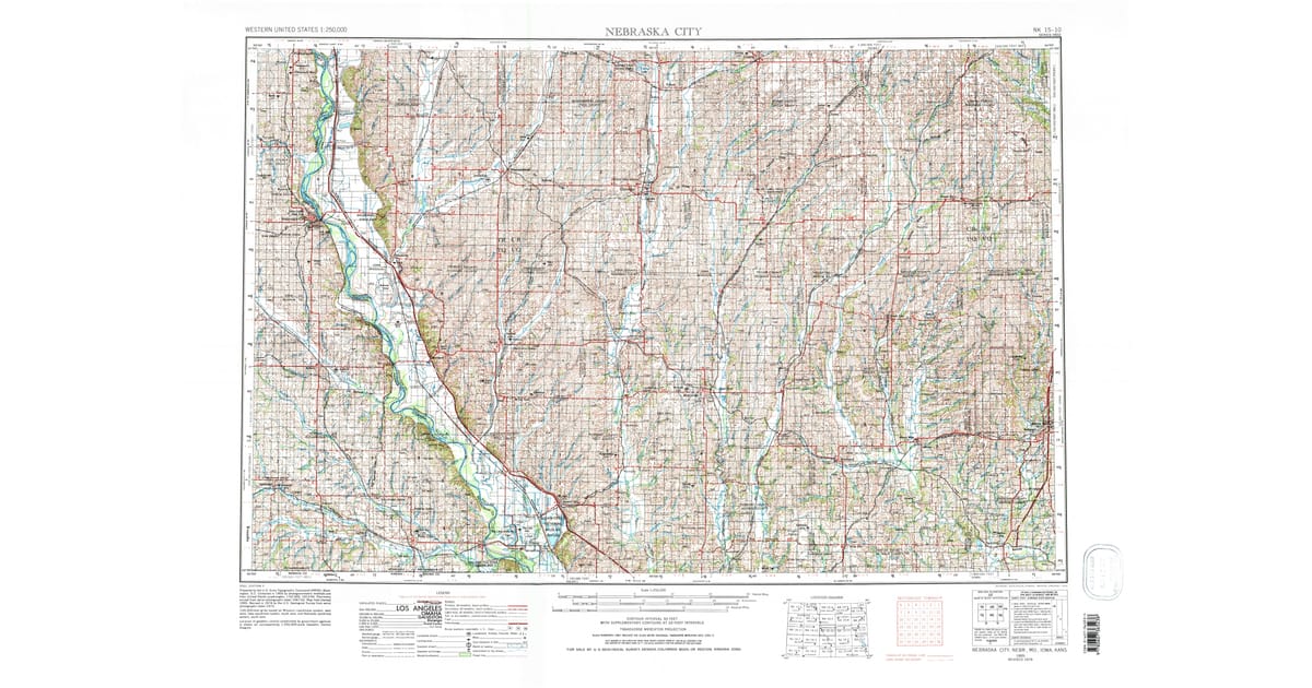 1955 Map of Nebraska City, NE — High-Res, 1976 Print #2 | Pastmaps