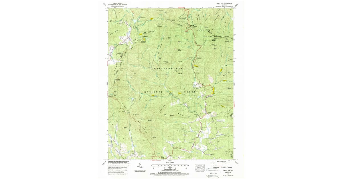 1988 Map of Neels Gap, Lumpkin County, GA — High-Res | Pastmaps