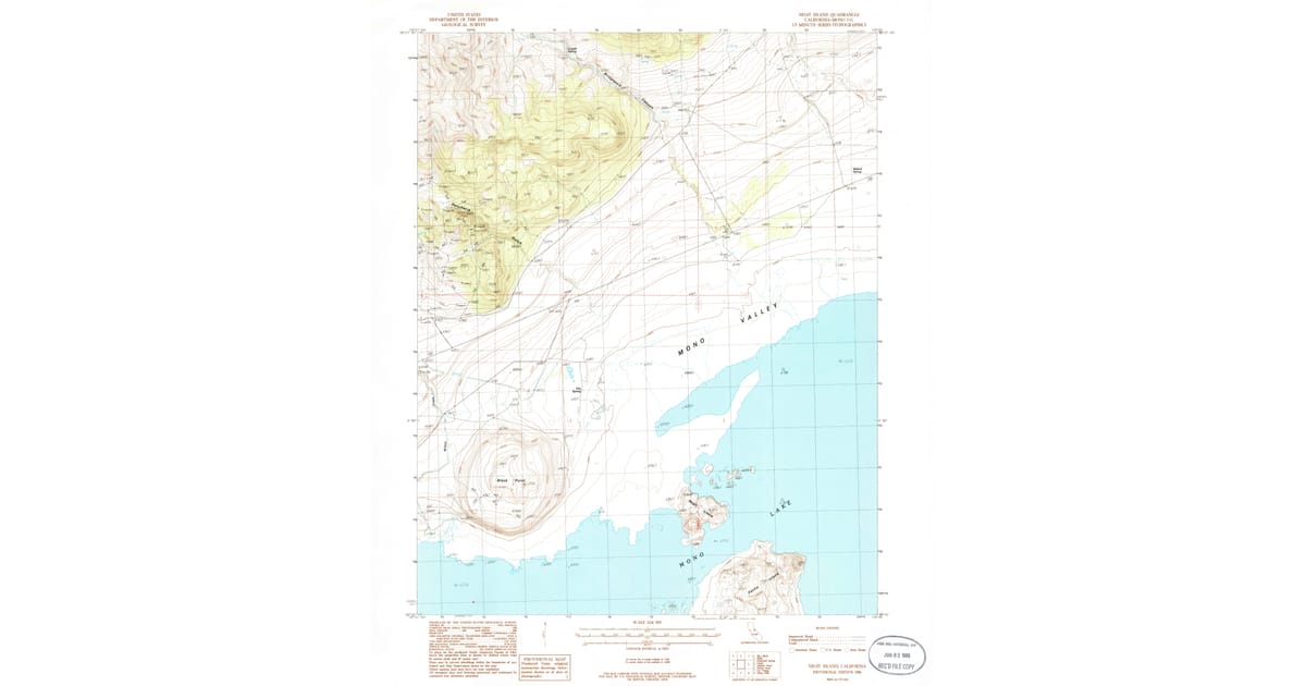 1986 Map of Negit Island, Mono County, CA — High-Res | Pastmaps