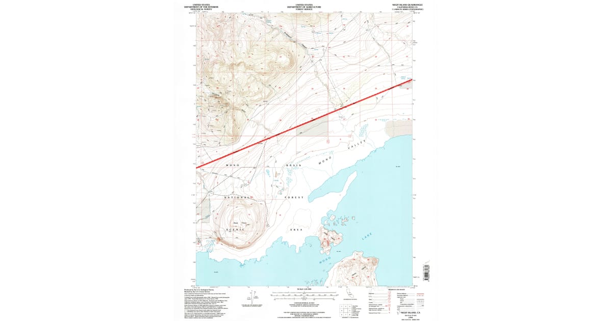 1994 Map of Negit Island, Mono County, CA — High-Res | Pastmaps
