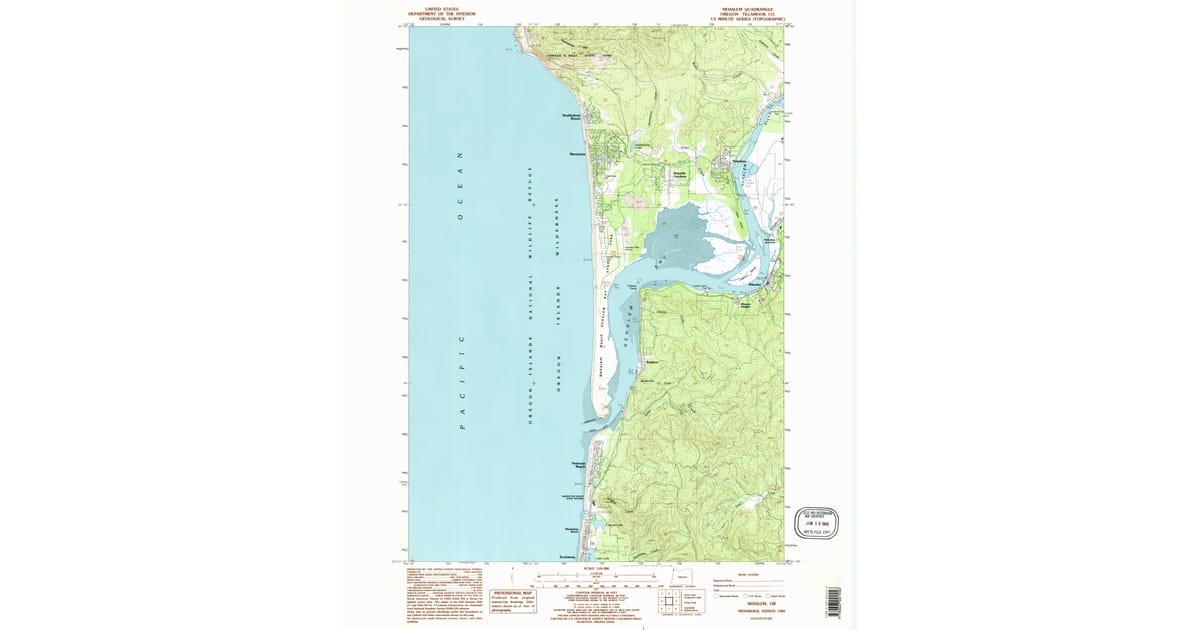 1985 Map of Nehalem, OR — High-Res, 1995 Print | Pastmaps