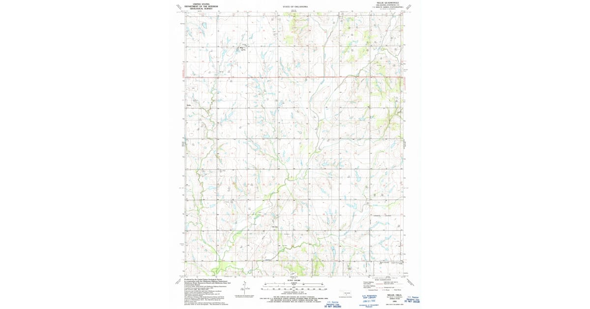 1991 Map of Nellie, Stephens County, OK — High-Res | Pastmaps