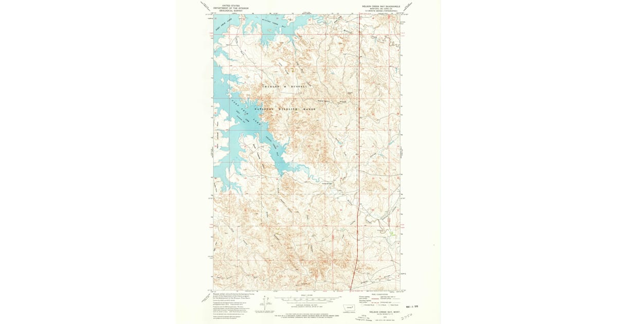 1973 Map of Nelson Creek Bay, McCone County, MT — High-Res | Pastmaps