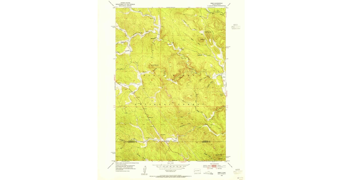1953 Map of Nemo, Lawrence County, SD — High-Res | Pastmaps
