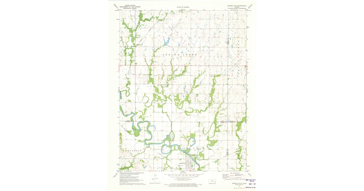 1971 Map of Neosho Falls, KS — High-Res | Pastmaps