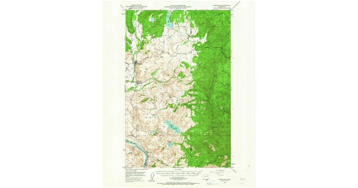 1950 Map of Nespelem, WA — High-Res, 1963 Print | Pastmaps