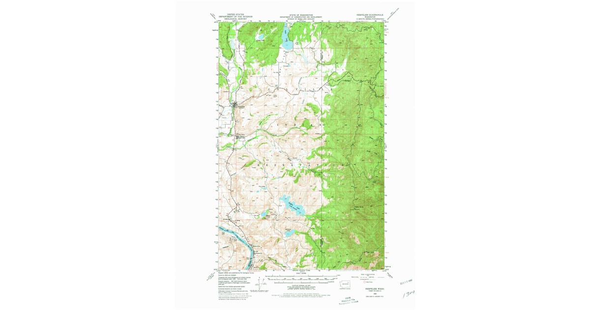 1950 Map of Nespelem, WA — High-Res, 1980 Print | Pastmaps