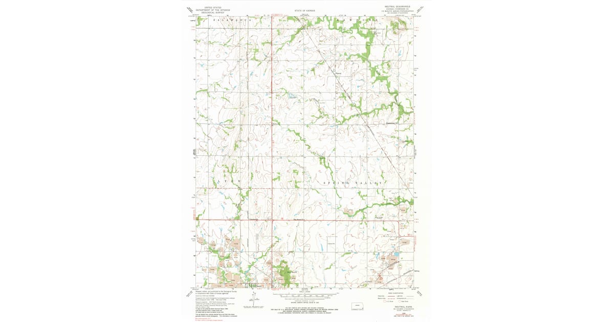1958 Map of Neutral, Cherokee County, KS — High-Res, 1983 Print | Pastmaps
