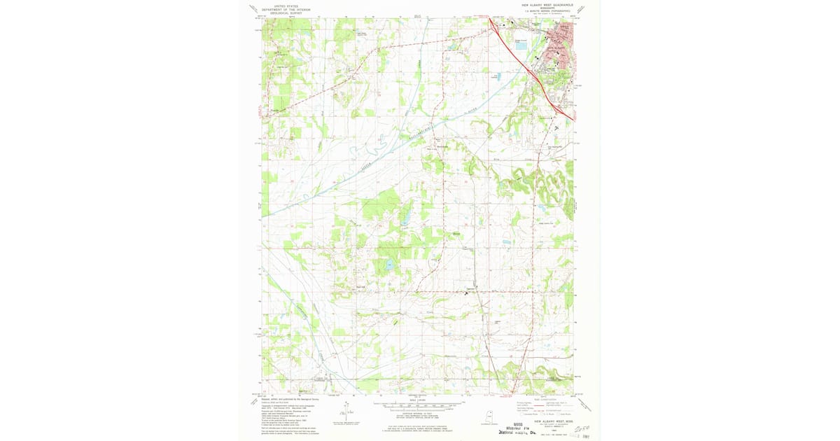 1980 Map of New Albany West, Union County, MS — High-Res | Pastmaps