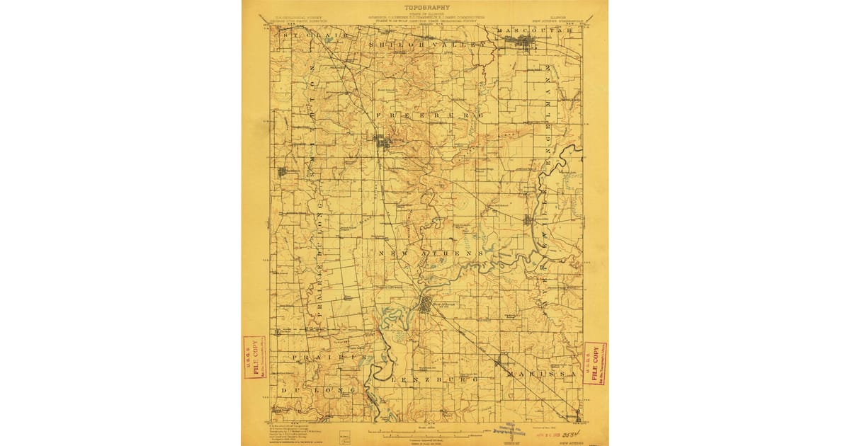 1912 Map of New Athens, IL — High-Res | Pastmaps