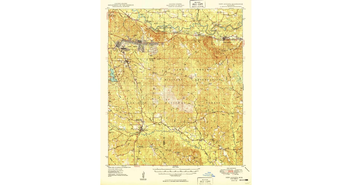 1949 Map of New Augusta, MS — High-Res, 1949 Print #2 | Pastmaps