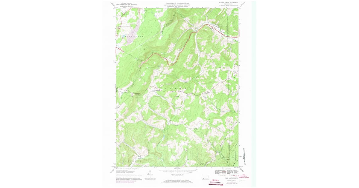 1967 Map of New Baltimore, PA — High-Res, 1973 Print | Pastmaps