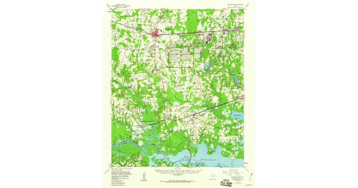 1955 Map of New Boston, TX — High-Res | Pastmaps