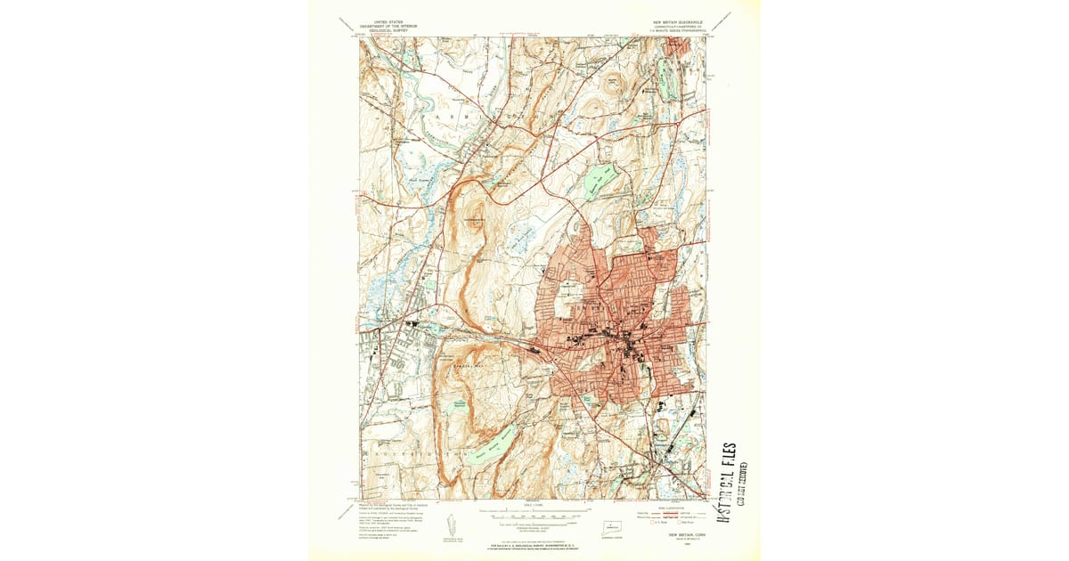 1953 Map of New Britain, CT — High-Res, 1954 Print #2 | Pastmaps