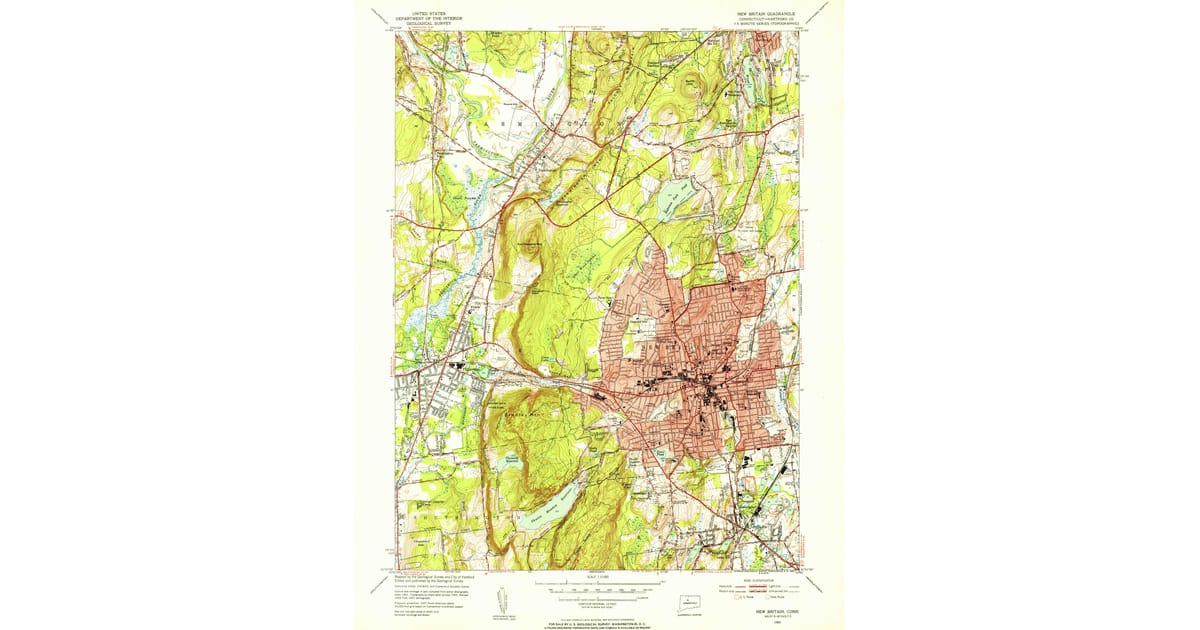 1953 Map of New Britain, CT — High-Res | Pastmaps