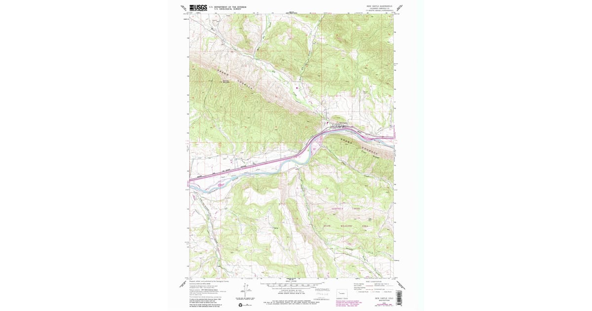 1962 Map of New Castle, CO — High-Res, 1988 Print #2 | Pastmaps