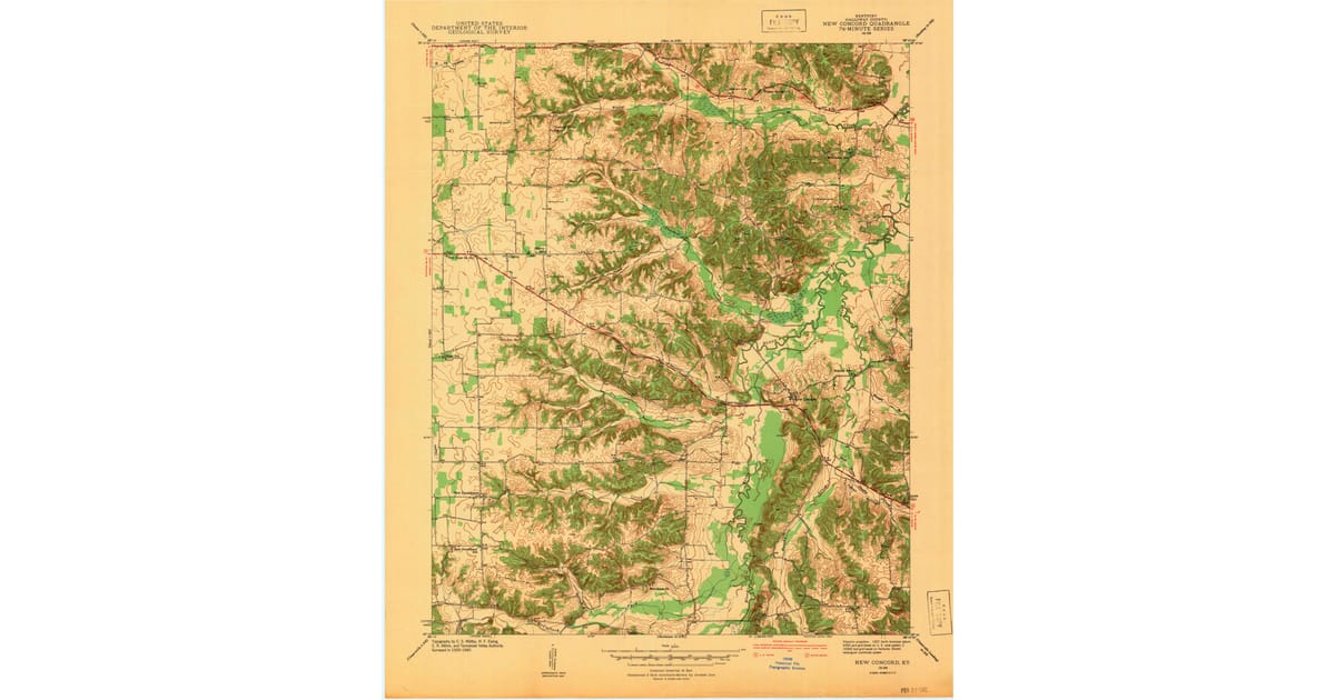 1942 Map of New Concord, Calloway County, KY — High-Res | Pastmaps