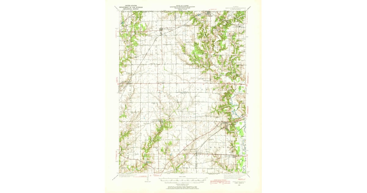 1937 Map of New Douglas, IL — High-Res, 1969 Print | Pastmaps