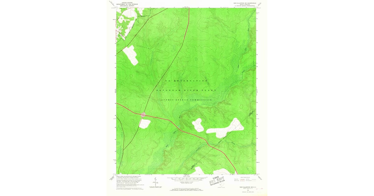 1965 Map of New Ellenton SW, Aiken County, SC — High-Res | Pastmaps