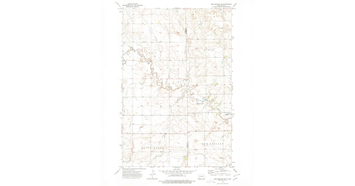 1973 Map of New England SW, Slope County, ND — High-Res | Pastmaps