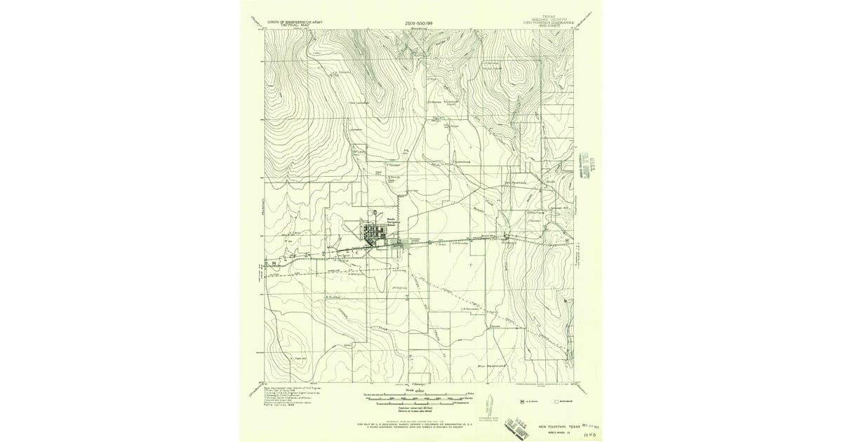 1956 Map of New Fountain, Medina County, TX — High-Res | Pastmaps