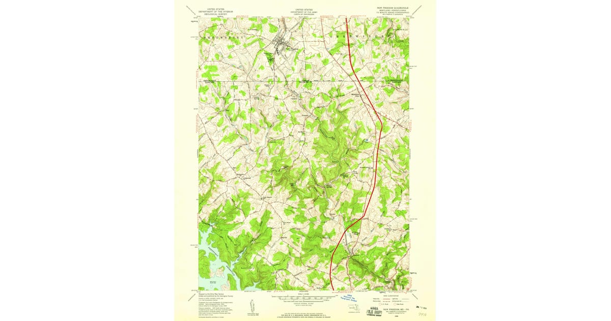 1958 Map of New Freedom, PA — High-Res | Pastmaps