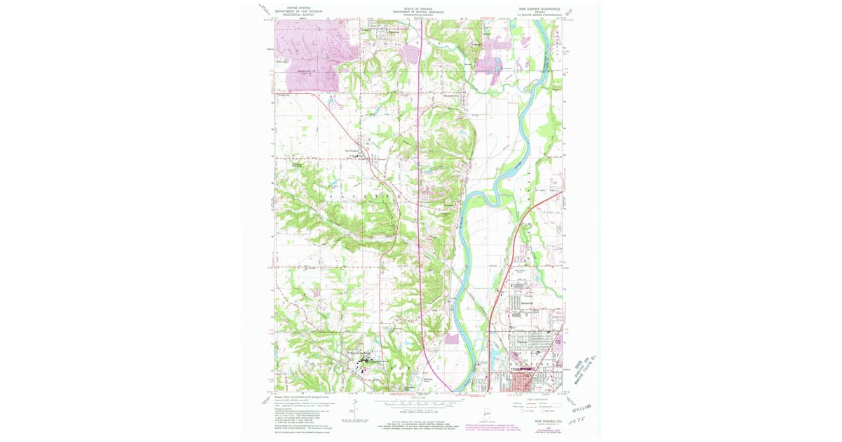 1963 Map of New Goshen, IN — High-Res, 1981 Print | Pastmaps