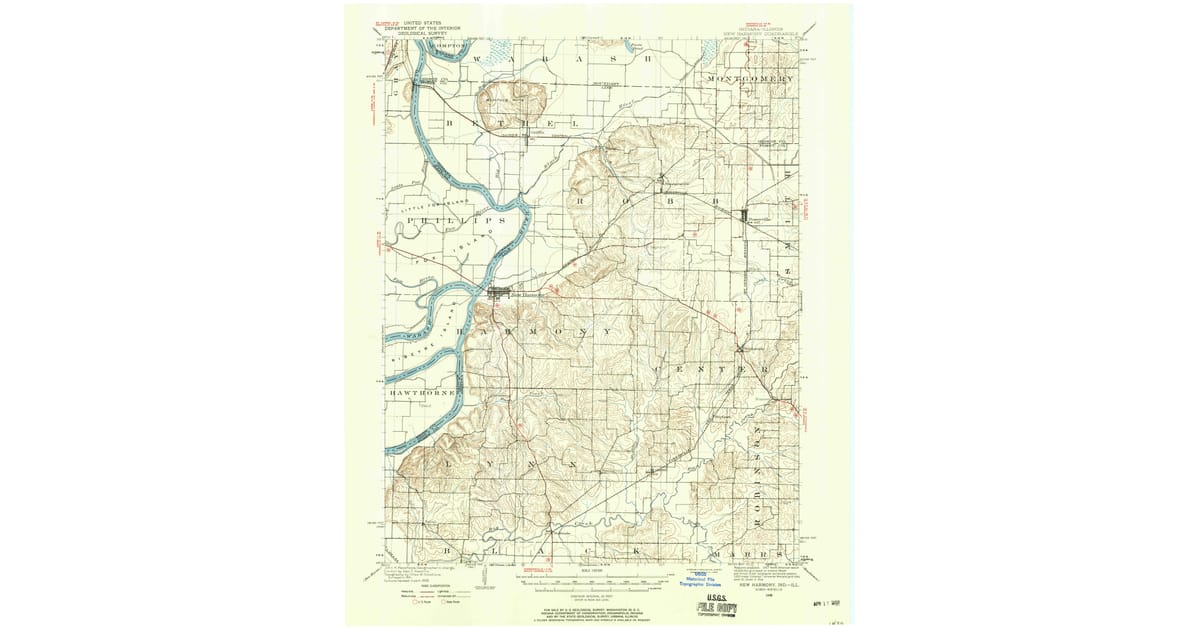 1938 Map of New Harmony, IN — High-Res | Pastmaps