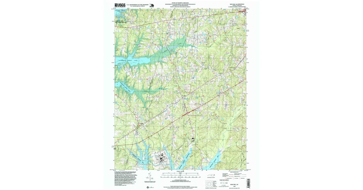 1993 Map of New Hill, Wake County, NC — High-Res | Pastmaps