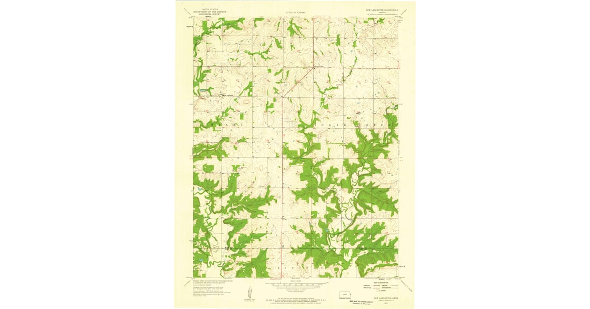 1957 Map of New Lancaster, Miami County, KS — High-Res | Pastmaps