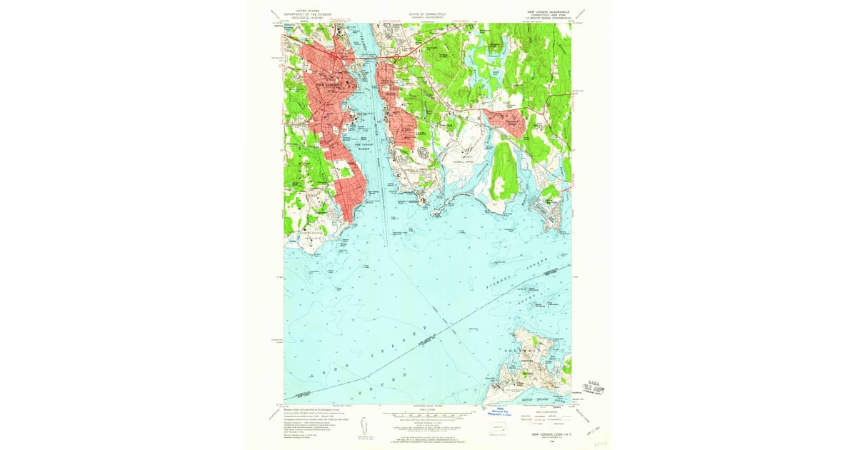 1958 Map of New London, CT — High-Res | Pastmaps