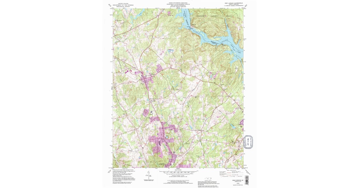 1993 Map of New London, NC — High-Res | Pastmaps