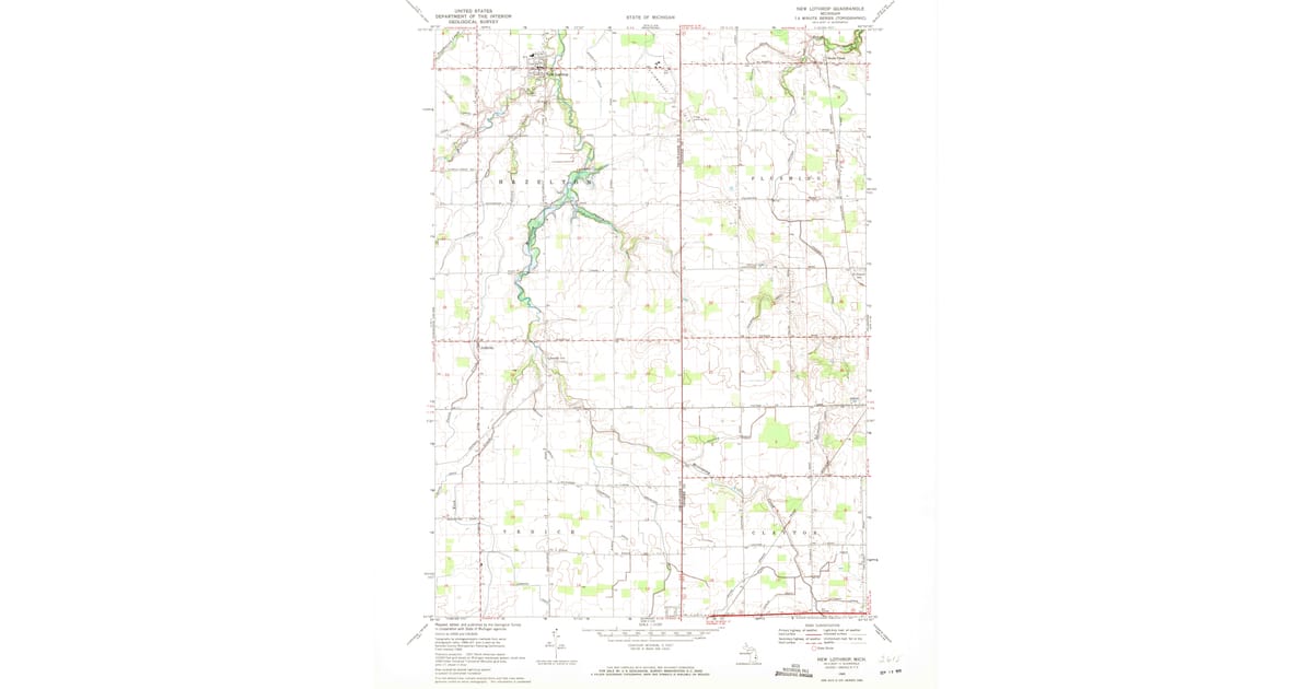 1969 Map of New Lothrop, MI — High-Res | Pastmaps