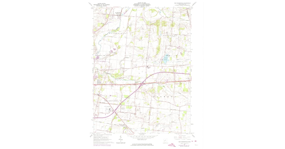 1961 Map of New Moorefield, Clark County, OH — High-Res, 1974 Print ...