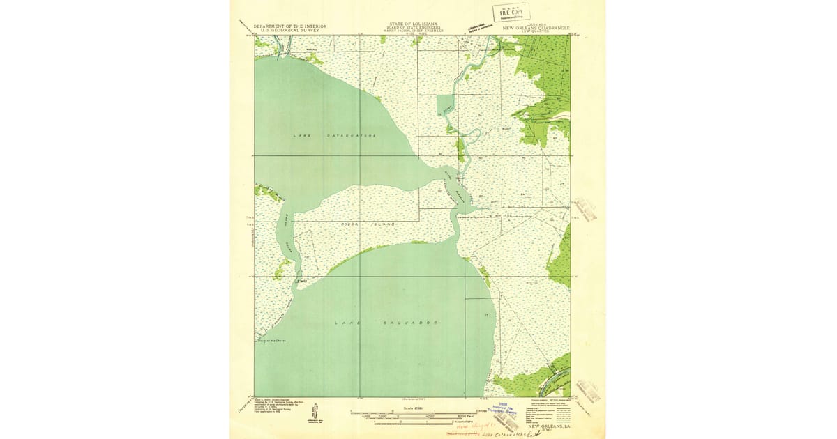 1932 Map of New Orleans SW, St. Charles Parish, LA — High-Res | Pastmaps