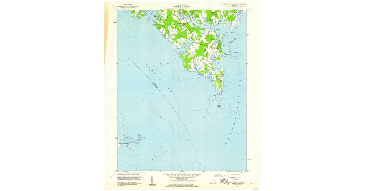 1957 Map of New Point Comfort, Mathews County, VA — High-Res | Pastmaps