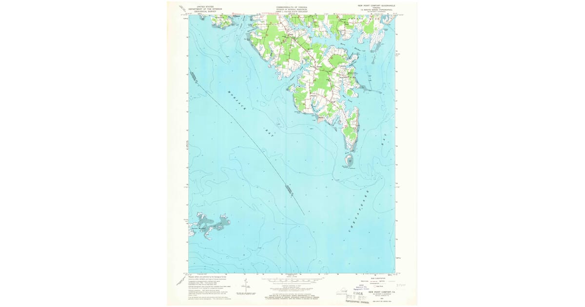 1964 Map of New Point Comfort, Mathews County, VA — High-Res | Pastmaps