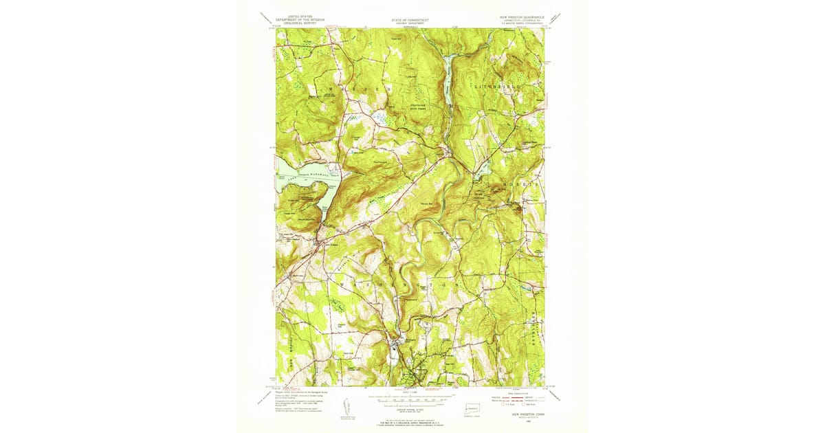 1955 Map of New Preston, CT — High-Res | Pastmaps
