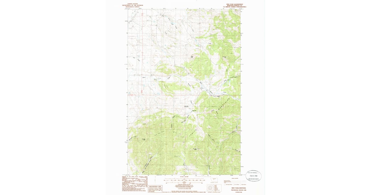 1985 Map of New Year, Fergus County, MT — High-Res | Pastmaps