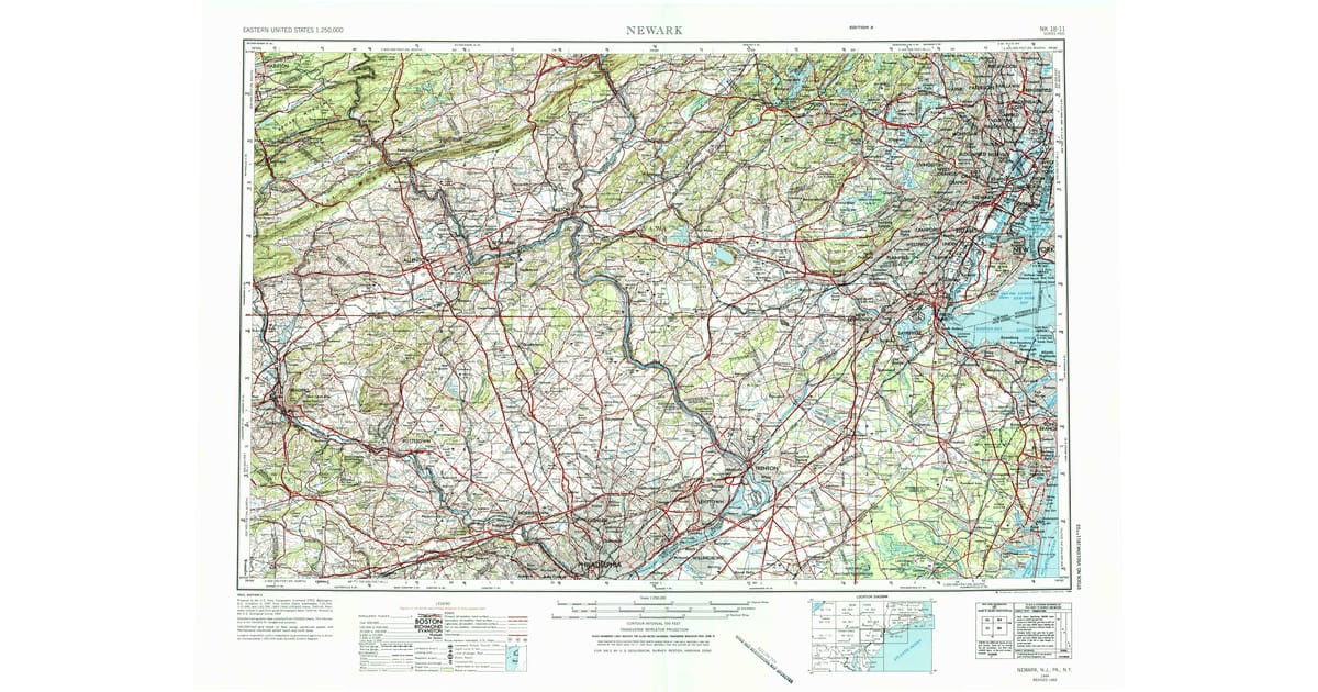 1944 Map of Newark, NJ — High-Res, 1986 Print #2 | Pastmaps