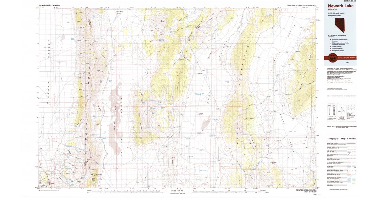 1985 Map of Newark Lake, White Pine County, NV — High-Res | Pastmaps