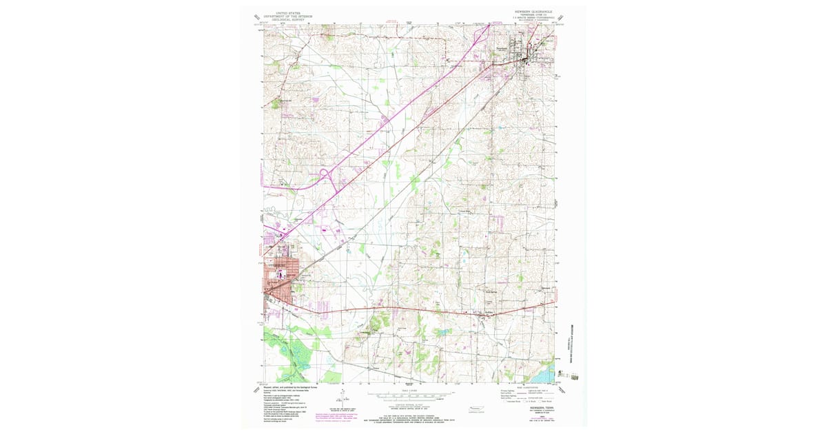 1952 Map of Newbern, TN — High-Res, 1983 Print | Pastmaps