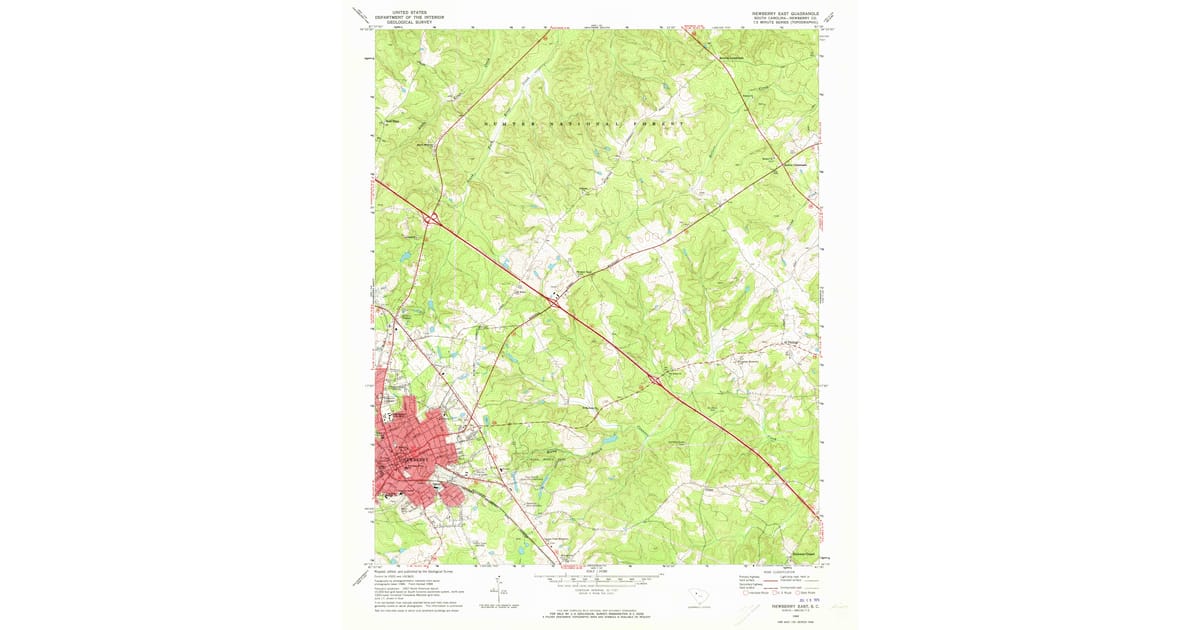 1968 Map of Newberry East, Newberry County, SC — High-Res | Pastmaps