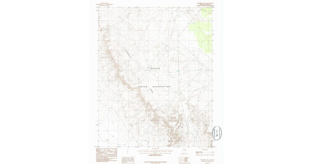 1986 Map of Newberry Mesa, Coconino County, AZ — High-Res | Pastmaps
