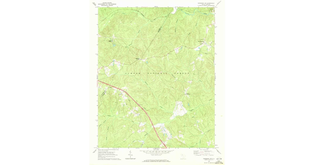 1969 Map of Newberry NW, Newberry County, SC — High-Res | Pastmaps
