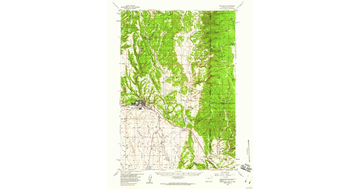 1958 Map of Newcastle, WY — High-Res | Pastmaps