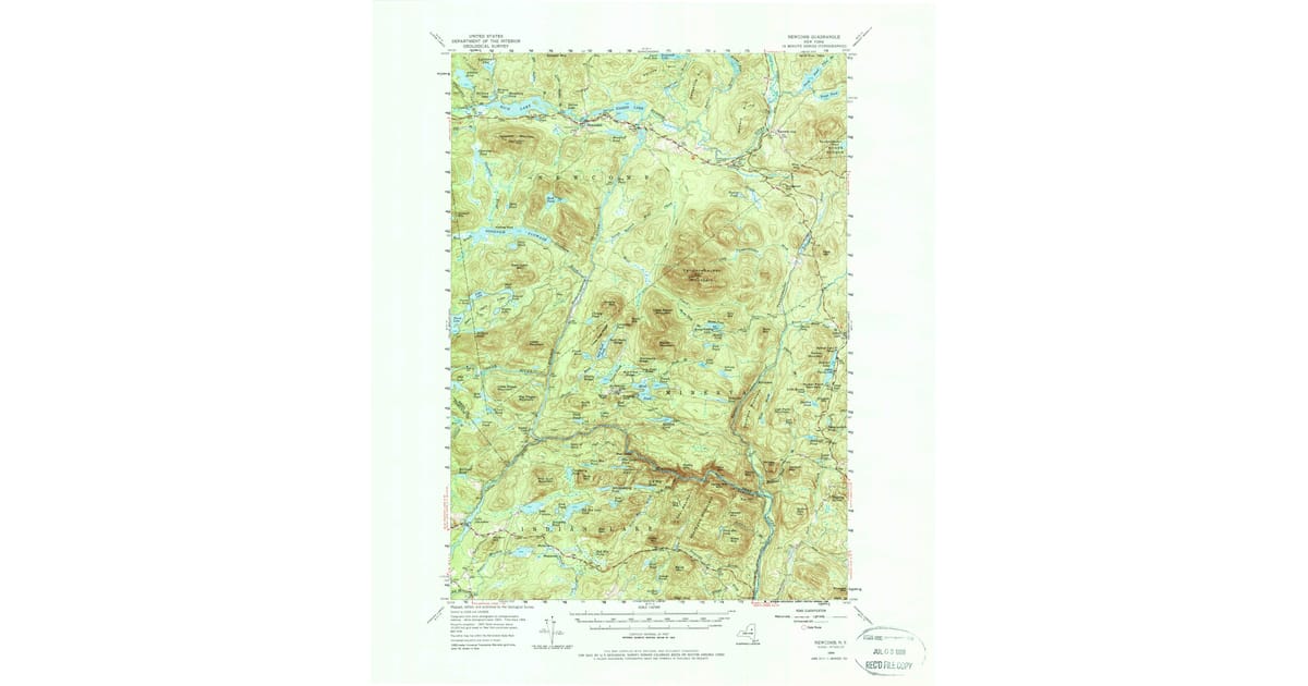 1954 Map of Newcomb, Essex County, NY — High-Res, 1988 Print | Pastmaps