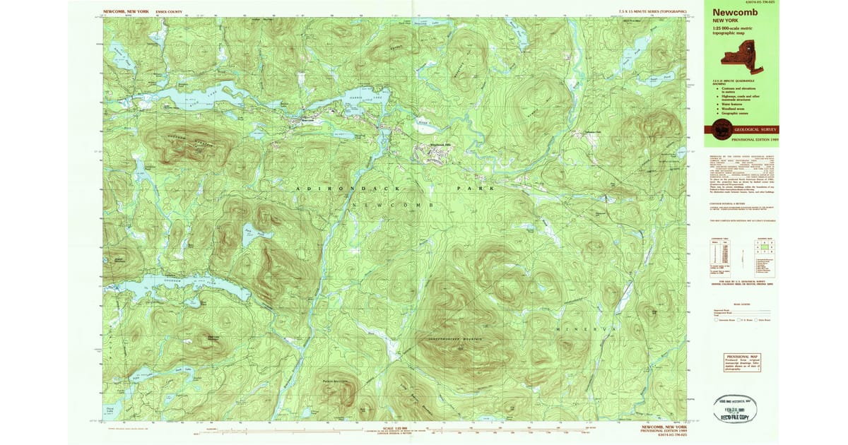 1989 Map of Newcomb, Essex County, NY — High-Res | Pastmaps