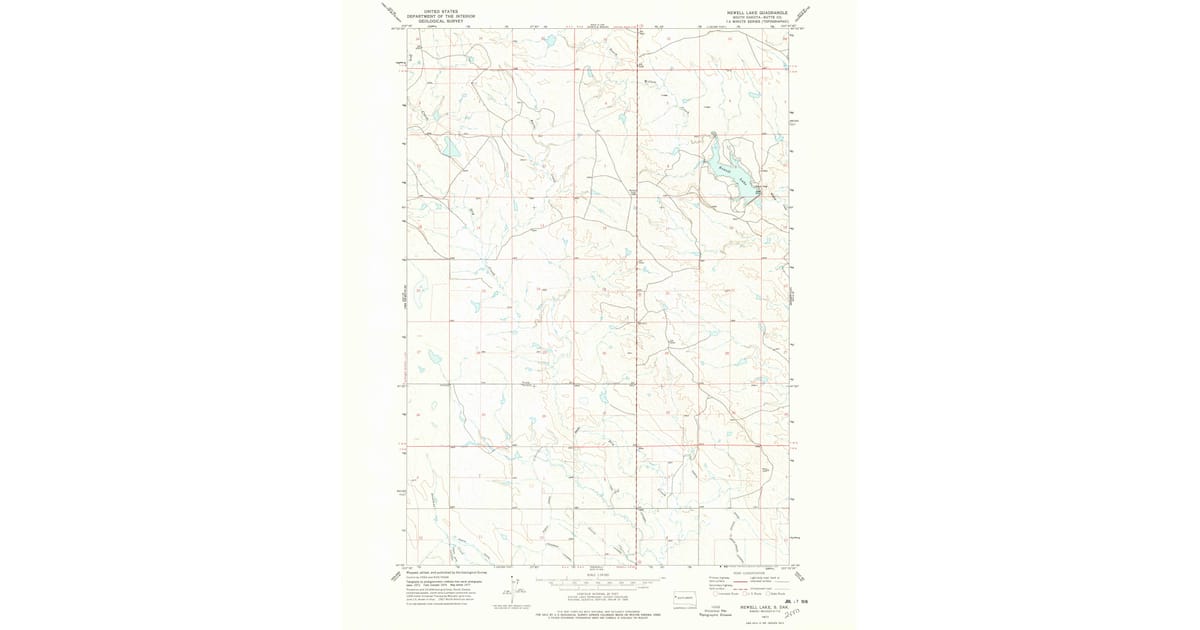 1977 Map of Newell Lake, Butte County, SD — High-Res | Pastmaps