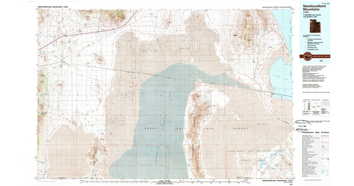 1988 Map of Newfoundland Mountains, Box Elder County, UT — High-Res ...